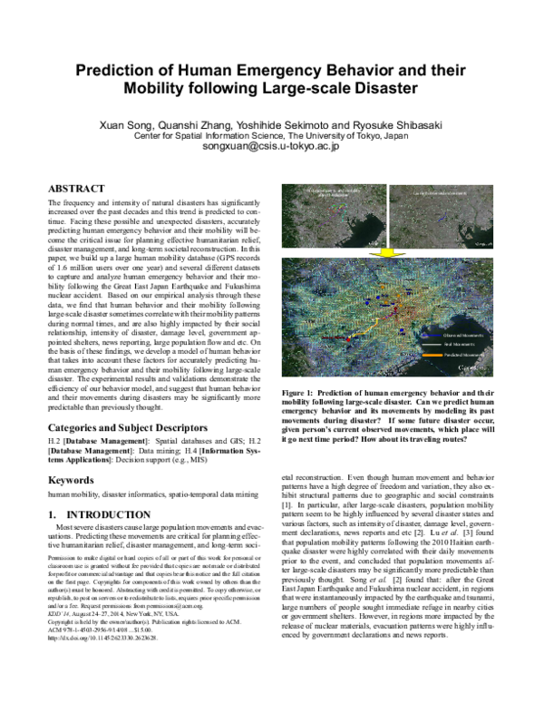 (PDF) Prediction of human emergency behavior and their mobility ...