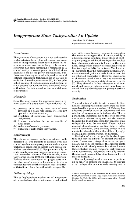 (PDF) Inappropriate Sinus Tachycardia: An Update