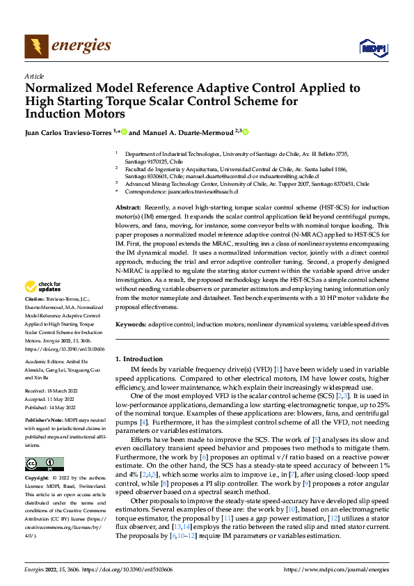 (PDF) Normalized Model Reference Adaptive Control Applied to High Starting Torque Scalar Control ...