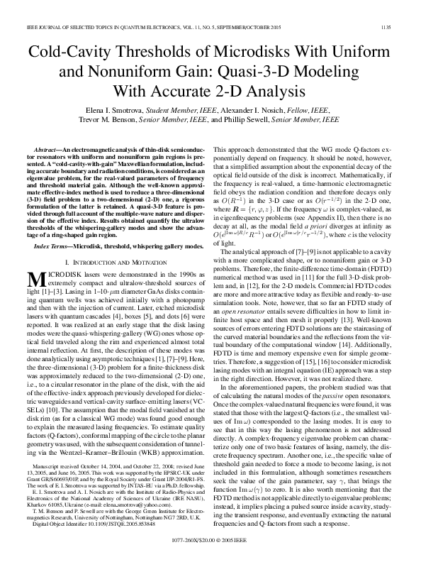 (PDF) Cold-cavity thresholds of microdisks with uniform and nonuniform ...
