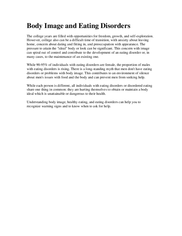 (PDF) Body Image and Eating Disorders