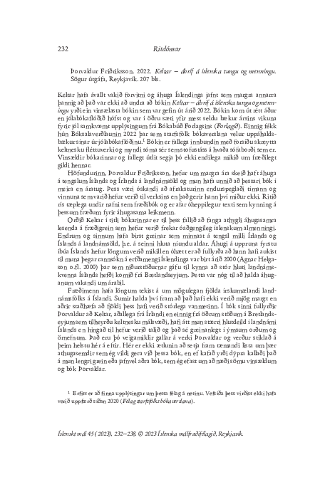 (PDF) Ritdomur: Keltar áhrif á íslenska tungu og menningu