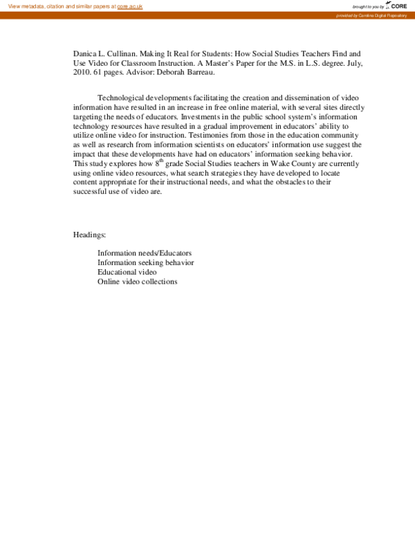 (PDF) Making It Real for Students: How Social Studies Teachers Find and ...