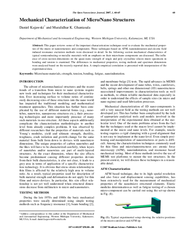 (PDF) Mechanical Characterization of Micro/Nano Structures
