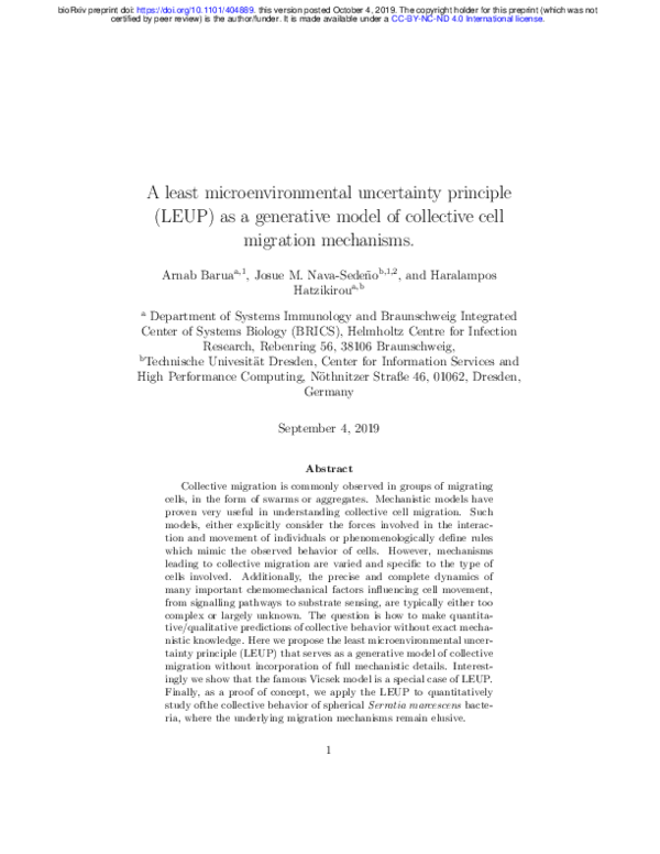 (PDF) A least microenvironmental uncertainty principle (LEUP) as a generative model of ...