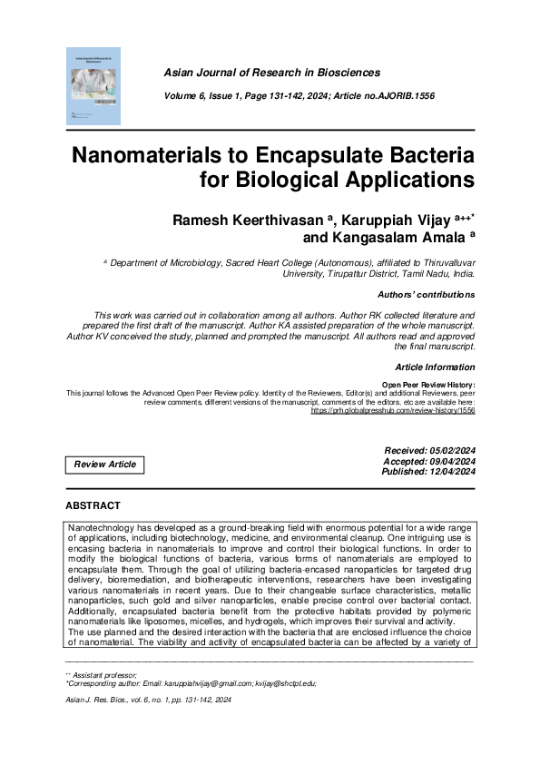 (PDF) Nanomaterials to Encapsulate Bacteria for Biological Applications