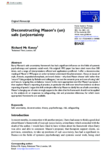 (PDF) Deconstructing Mason’s (un)safe (un)certainty
