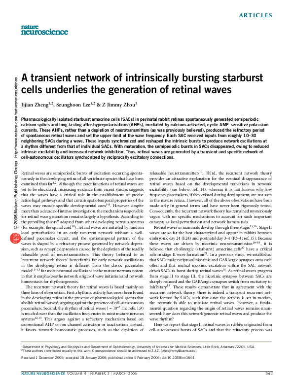 (PDF) A transient network of intrinsically bursting starburst cells ...