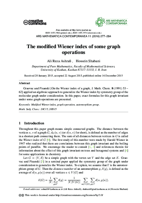 (PDF) The modified Wiener index of some graph operations