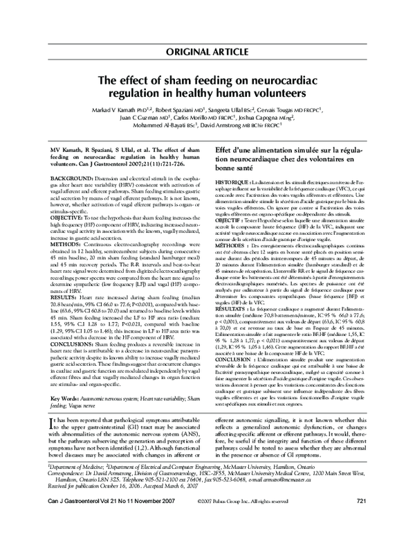 (PDF) The Effect of Sham Feeding on Neurocardiac Regulation in Healthy ...