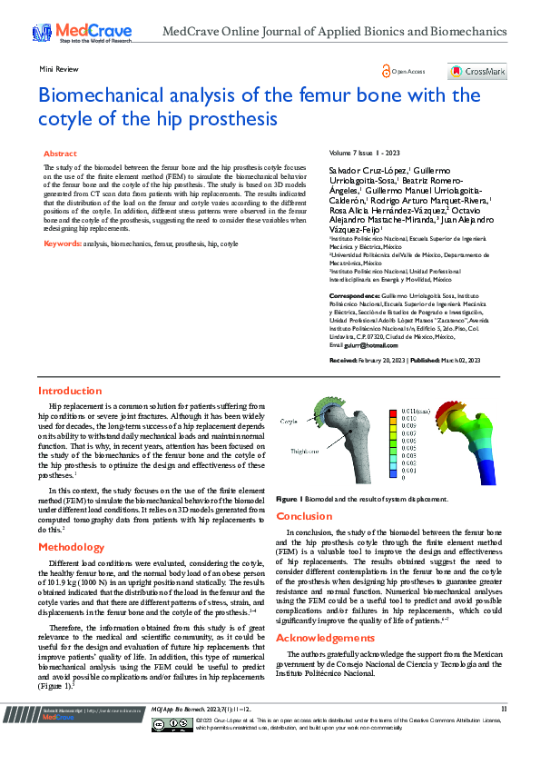(PDF) Biomechanical analysis of the femur bone with the cotyle of the ...