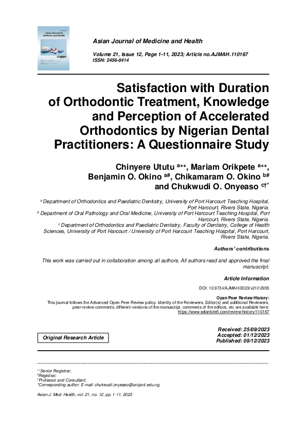 (PDF) Satisfaction with Duration of Orthodontic Treatment, Knowledge ...