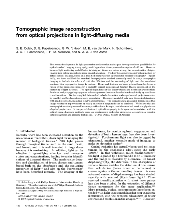 (PDF) Tomographic image reconstruction from optical projections in light-diffusing media | Hans ...