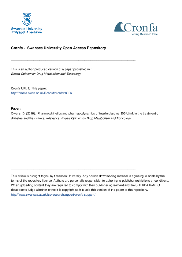 (PDF) Pharmacokinetics and pharmacodynamics of insulin glargine 300 U ...