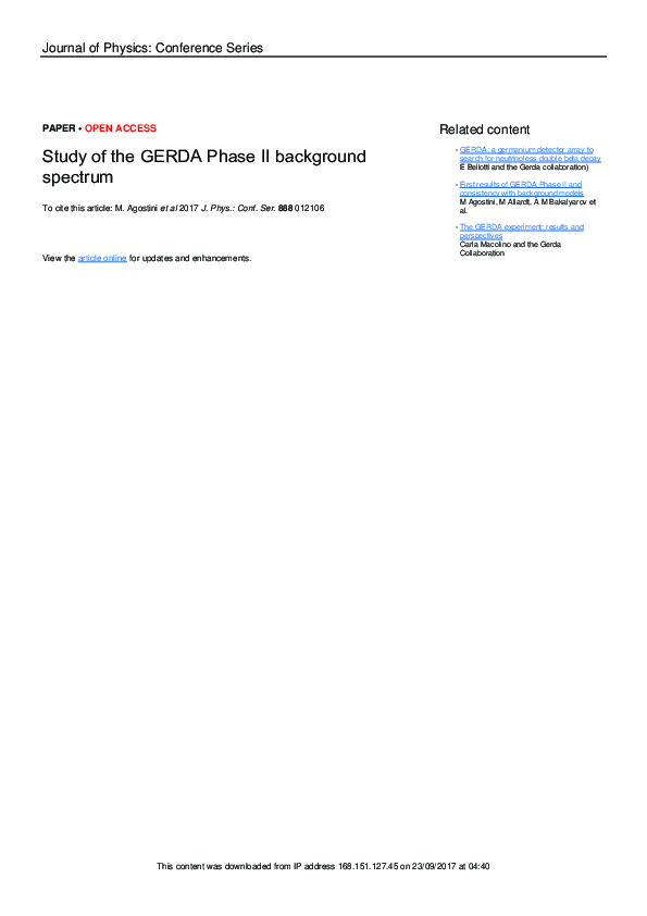 (PDF) Study of the GERDA Phase II background spectrum
