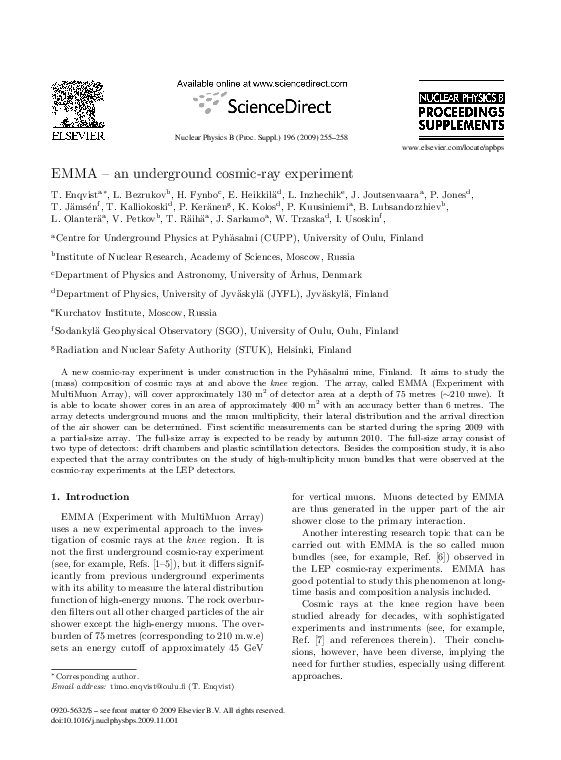 (PDF) EMMA – an underground cosmic-ray experiment