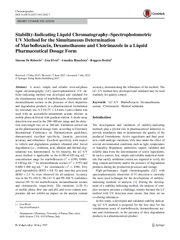 (PDF) Stability-Indicating Liquid Chromatography–Spectrophotometric UV Method for the ...