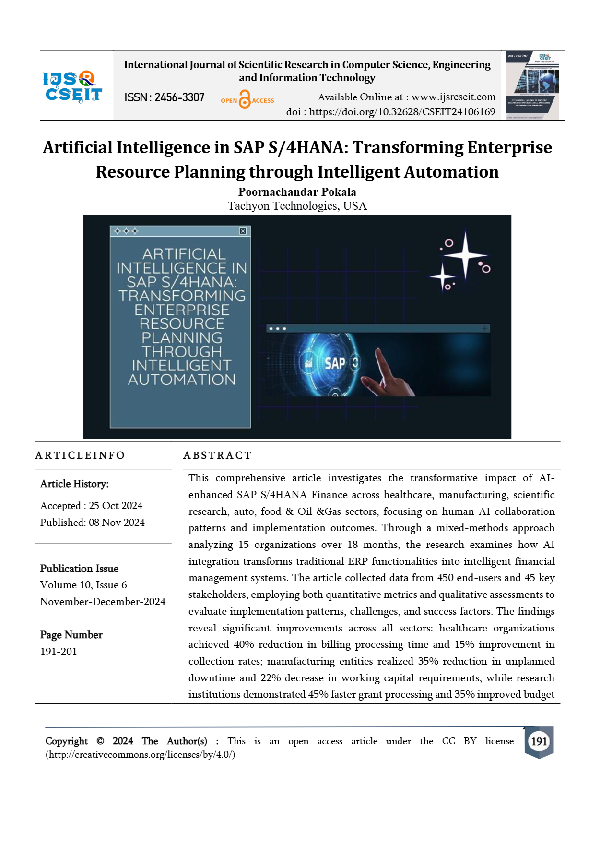 (PDF) View of Artificial Intelligence in SAP S 4HANA Transforming Enterprise Resource Planning ...