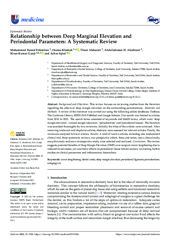 (PDF) Relationship between Deep Marginal Elevation and Periodontal ...
