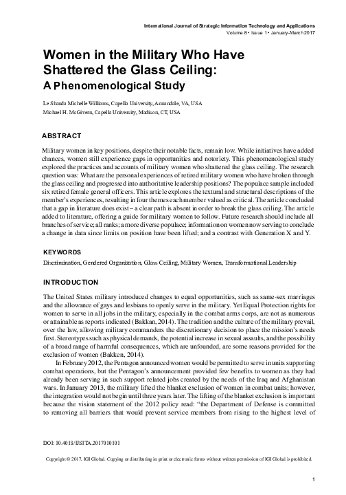 (PDF) Women in the Military Who Have Shattered the Glass Ceiling | Le ...