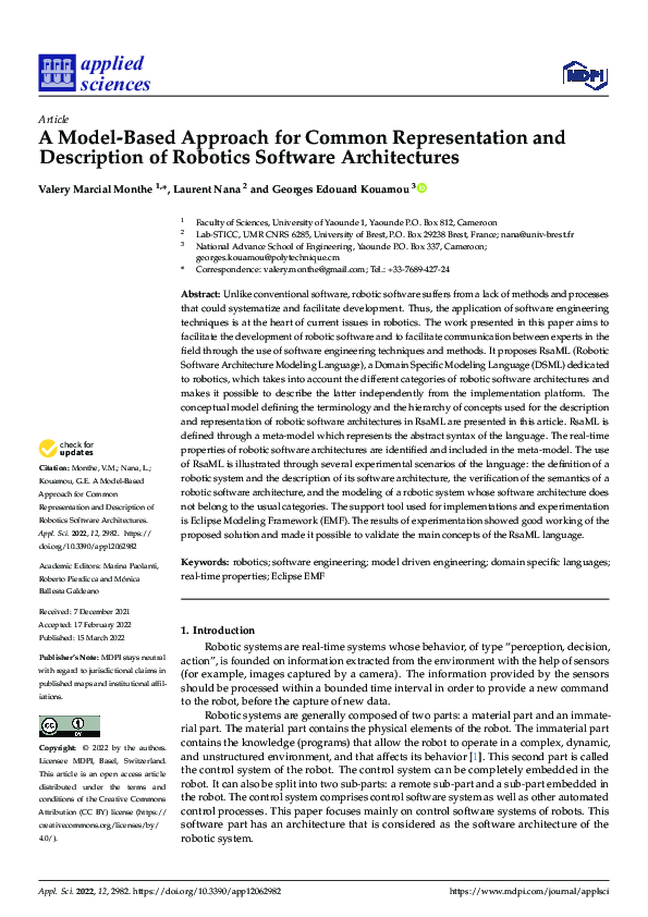 (PDF) A Model-Based Approach for Common Representation and Description of Robotics Software ...