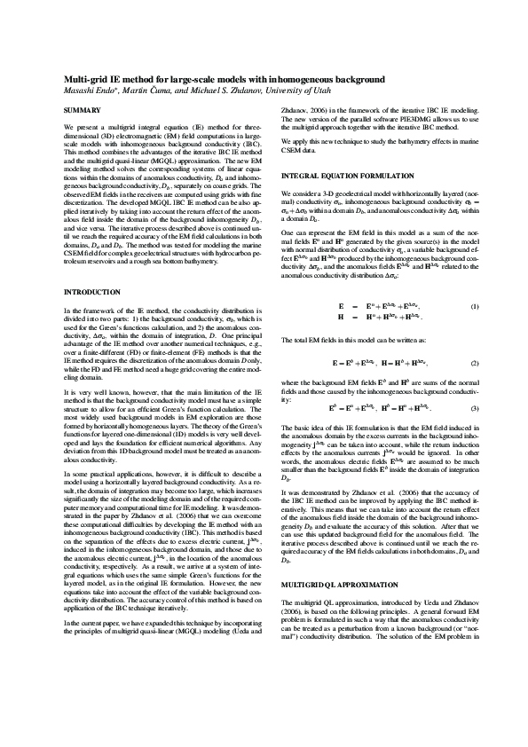 (PDF) Multigrid IE method for large‐scale models with inhomogeneous background