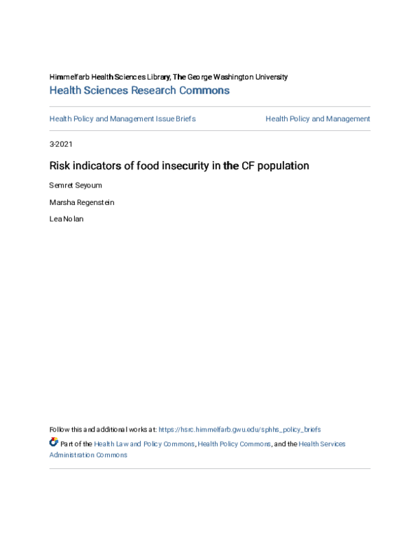 (PDF) Risk indicators of food insecurity in the CF population