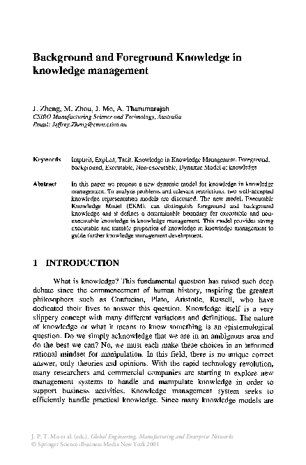 (PDF) Background and Foreground Knowledge in knowledge management | Jeffrey Zheng - Academia.edu