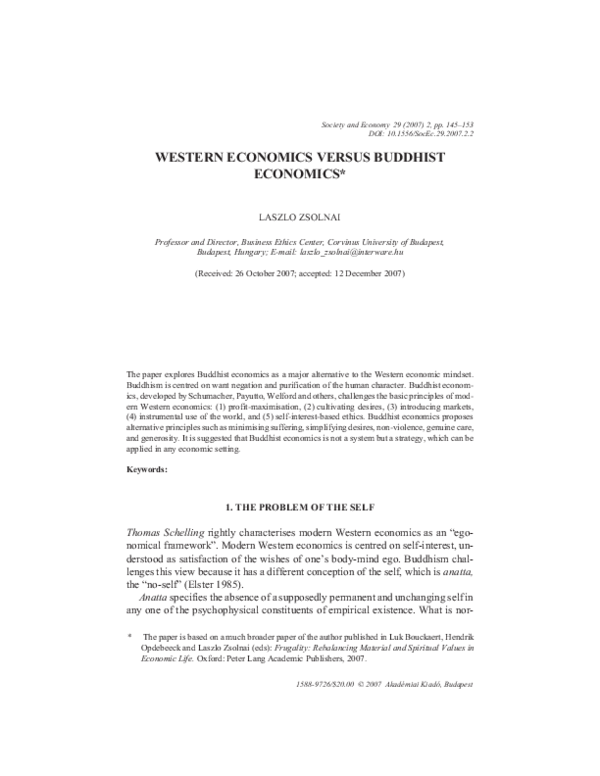 (PDF) WESTERN ECONOMICS VERSUS BUDDHIST ECONOM
