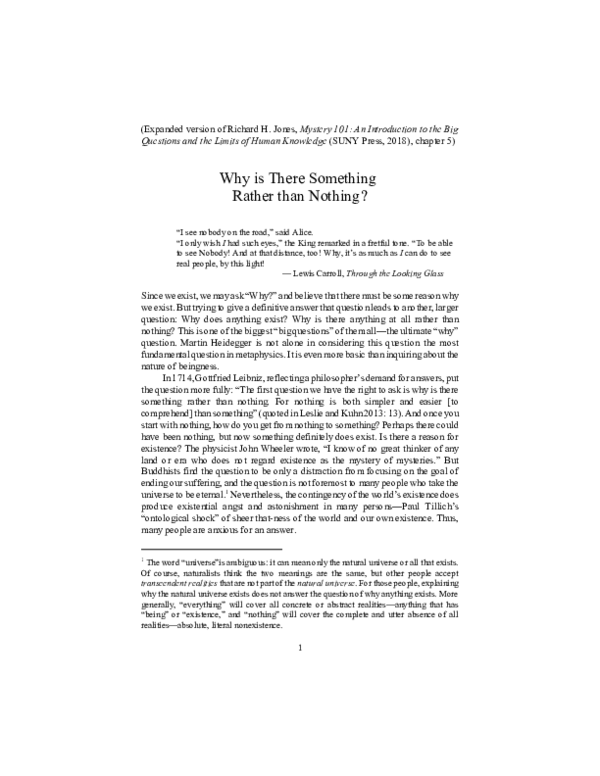 (PDF) Why is There Something Rather than Nothing?