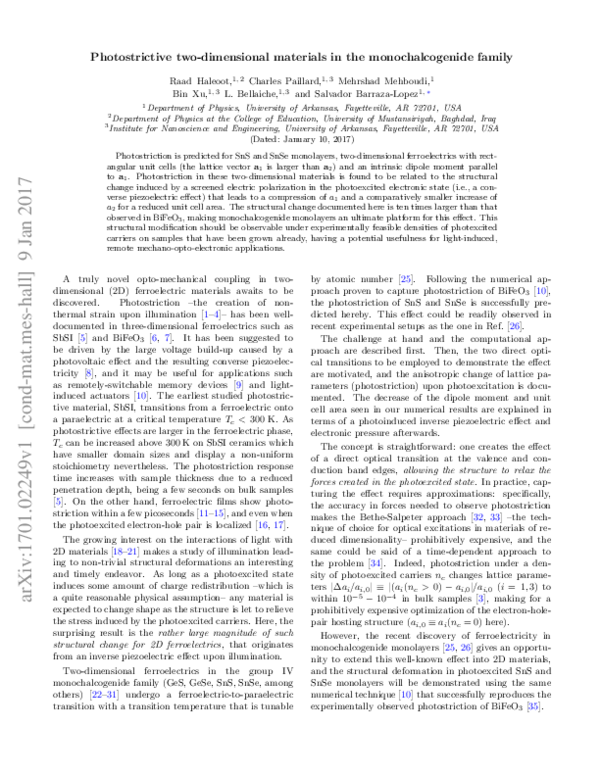 (PDF) Photostrictive Two-Dimensional Materials in the Monochalcogenide ...