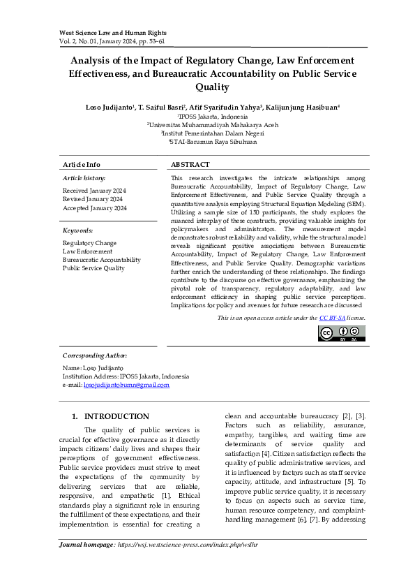 (PDF) Analysis of the Impact of Regulatory Change, Law Enforcement ...