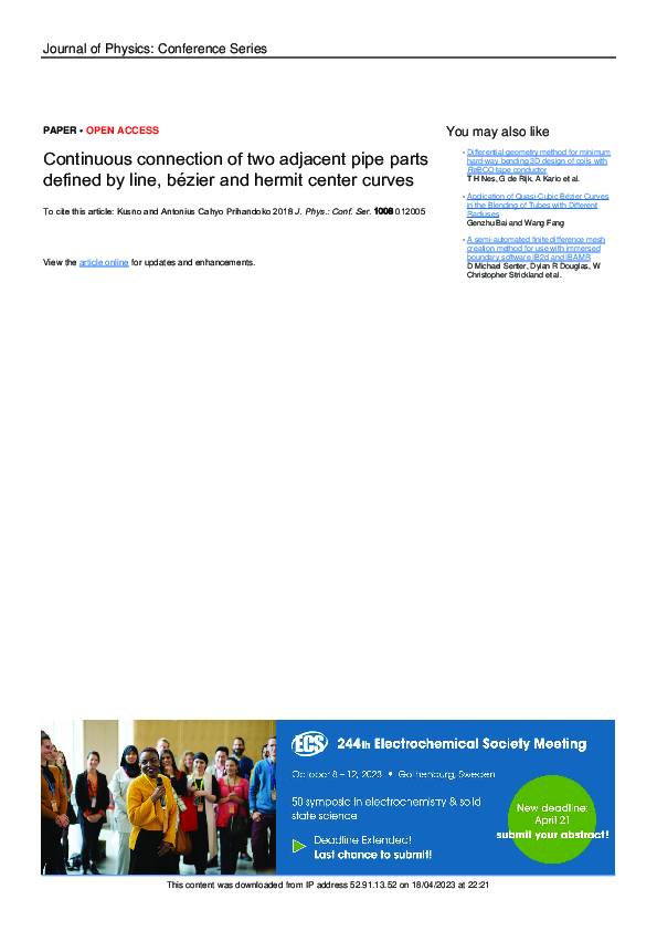 (PDF) Continuous connection of two adjacent pipe parts defined by line ...
