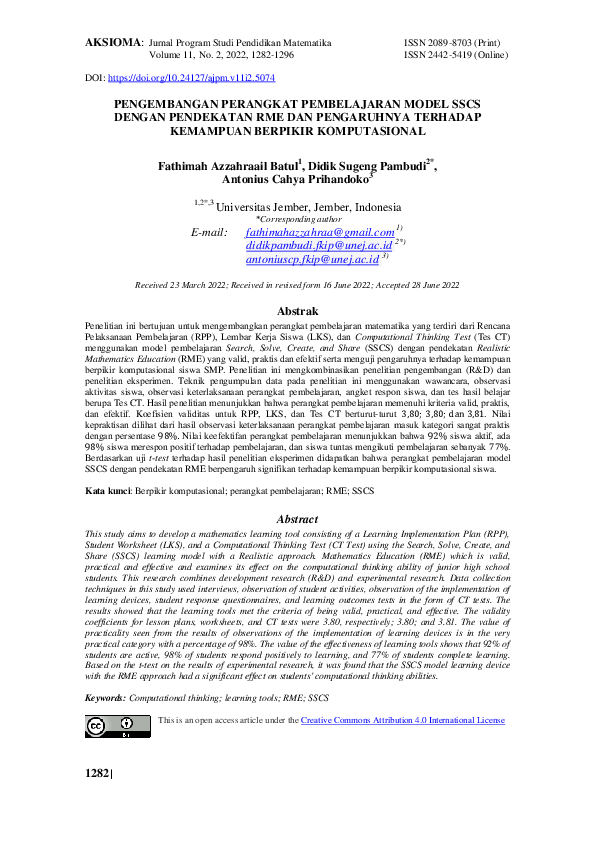(PDF) Pengembangan Perangkat Pembelajaran Model SSCS Dengan Pendekatan ...