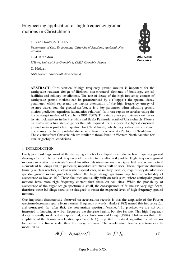 (PDF) Engineering application of high frequency ground motions in ...