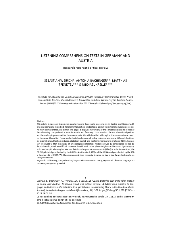 (PDF) Illustrative tests of listening comprehension