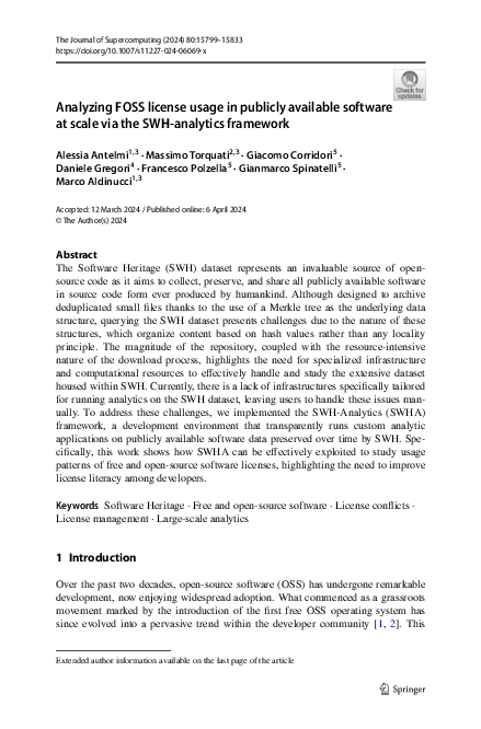 Pdf Analyzing Foss License Usage In Publicly Available Software At Scale Via The Swh Analytics