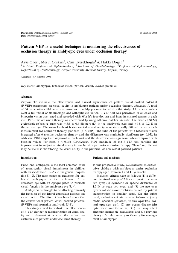 (PDF) Pattern VEP is a useful technique in monitoring the effectiveness ...