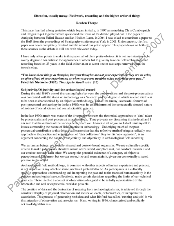 (PDF) Often Fun, Usually Messy, Fieldwork, recording and the higher order of things