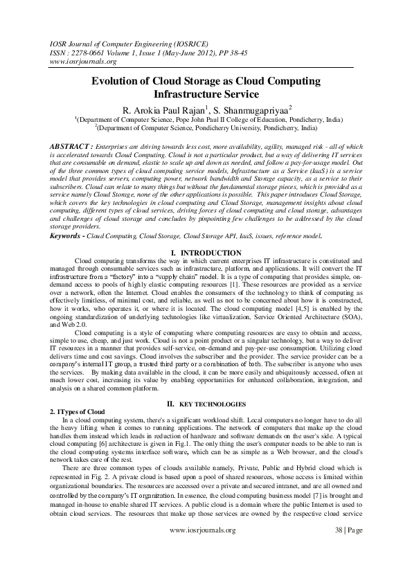 (PDF) Evolution of Cloud Storage as Cloud Computing Infrastructure Service
