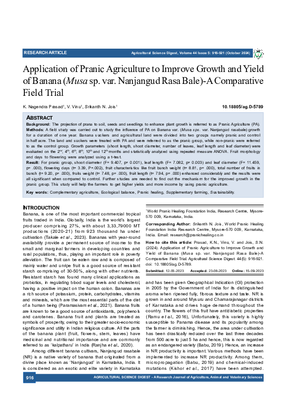 (PDF) Application of Pranic Agriculture to Improve Growth and Yield of ...