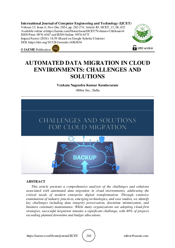 (PDF) AUTOMATED DATA MIGRATION IN CLOUD ENVIRONMENTS: CHALLENGES AND SOLUTIONS