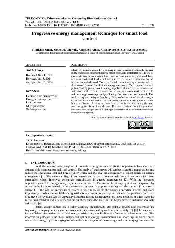 (PDF) Progressive energy management technique for smart load control