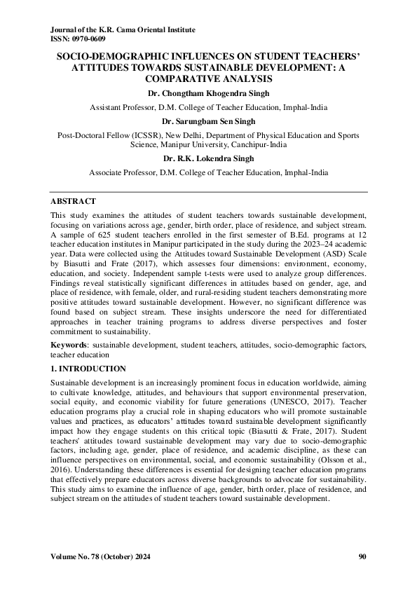 (PDF) SOCIO-DEMOGRAPHIC INFLUENCES ON STUDENT TEACHERS’ ATTITUDES ...
