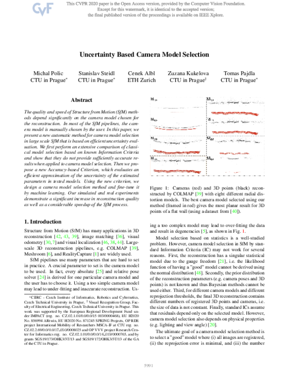 (PDF) Uncertainty Based Camera Model Selection