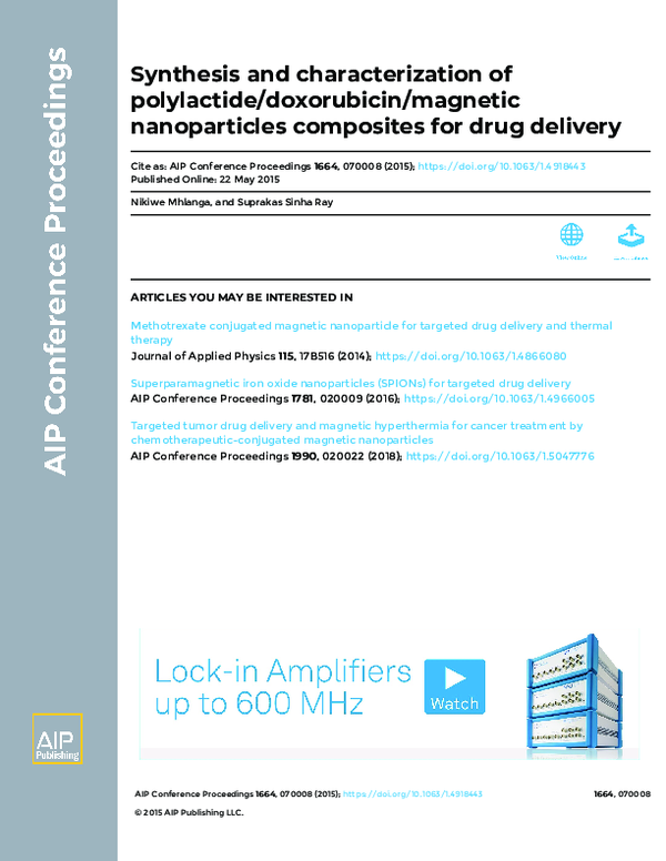 (PDF) Synthesis and characterization of polylactide/doxorubicin ...