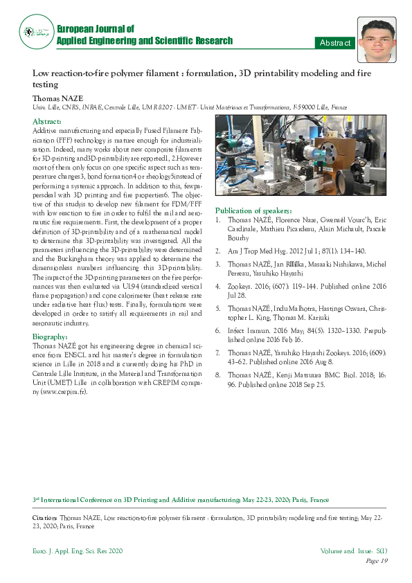 (PDF) Low reaction-to-fire polymer filament : formulation, 3D ...