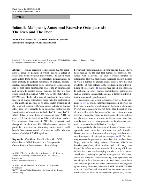 (PDF) Infantile Malignant, Autosomal Recessive Osteopetrosis: The Rich ...