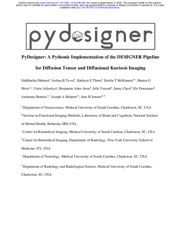 (PDF) PyDesigner: A Pythonic Implementation of the DESIGNER Pipeline ...