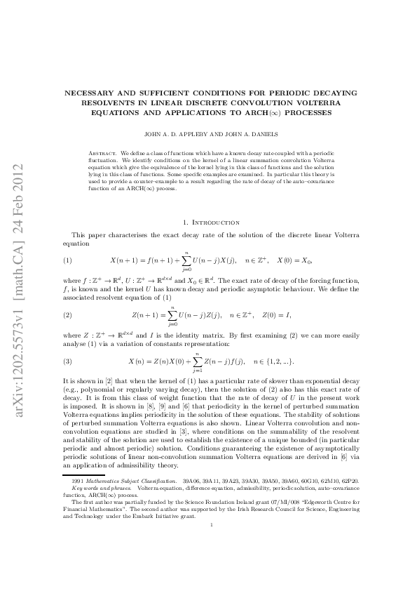 (PDF) Necessary and sufficient conditions for periodic decaying resolvents in linear discrete ...